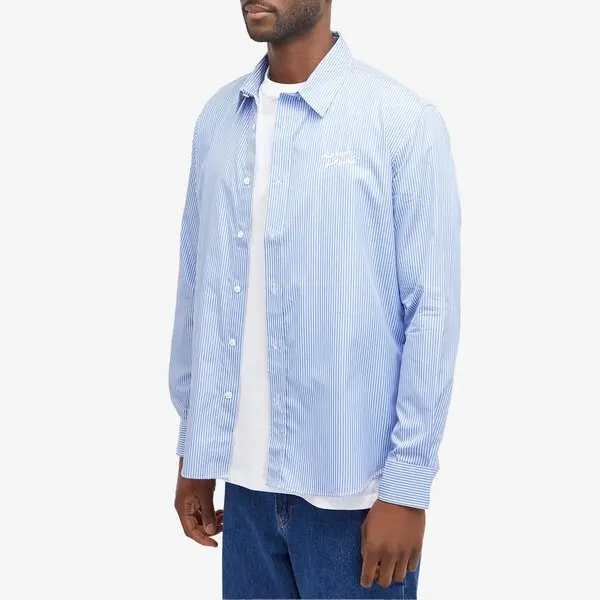 MAISON KITSUNÉ Blue Blueストライプ ボタンダウンシャツ JP EXCLUSIVE